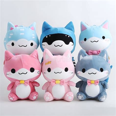 Adorable Plush Cat Collection Six Unique Kawaii Kitty Plushies Stock