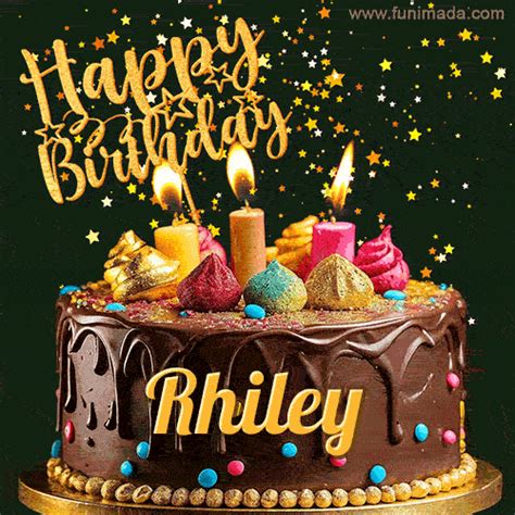 Birthday Animation For Rhiley With Chocolate B Day Cake Download On