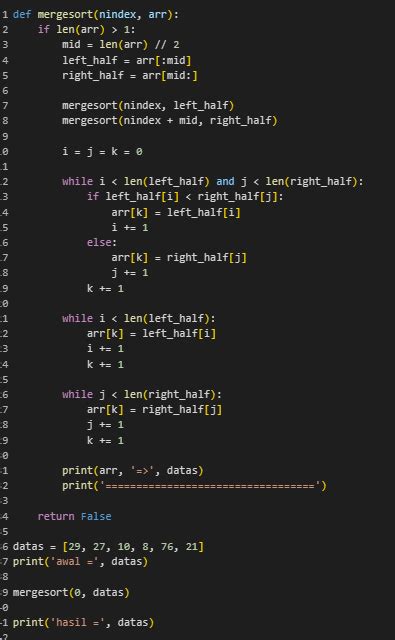 Program Menu Proses Sort Pada Python