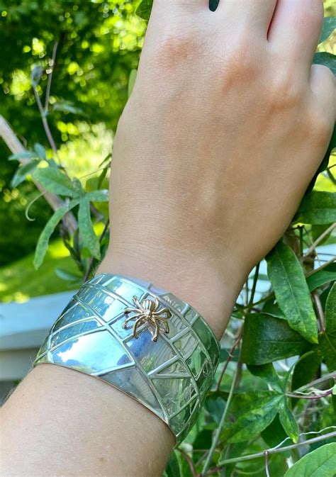 Vintage Tiffany And Co Spider Cuff Bracelet Sterling Silver 18k