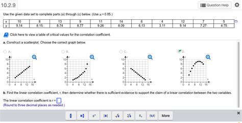solved use the given data set to complete parts a through