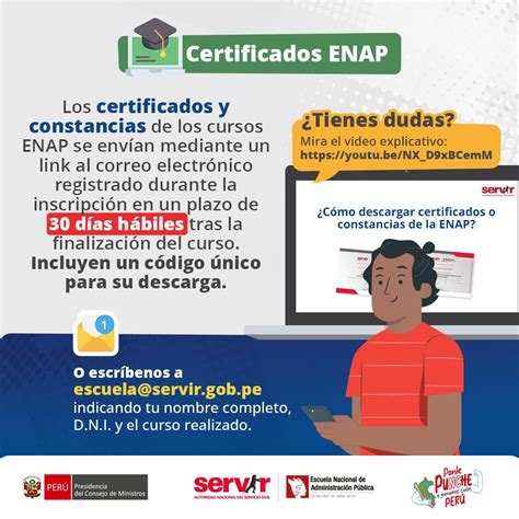 Servir - 📢 ¡Conoce todo sobre los certificados ENAP! 🎓 📩 ¿Terminaste un curso? Recibirás un ...