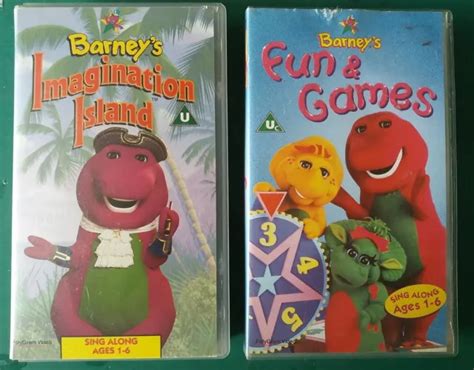 2x Barney The Dinosaur Vhs Videos Barneys Fun And Games Imagination
