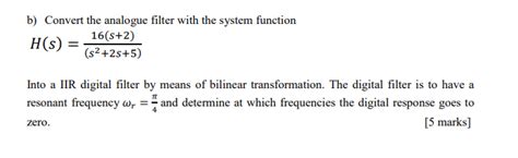 b convert the analogue filter with the system