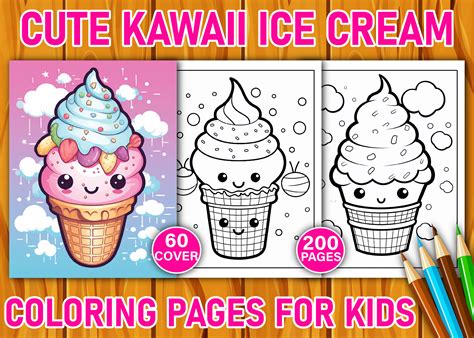 Kawaii Cute Ice Cream Coloring Pages