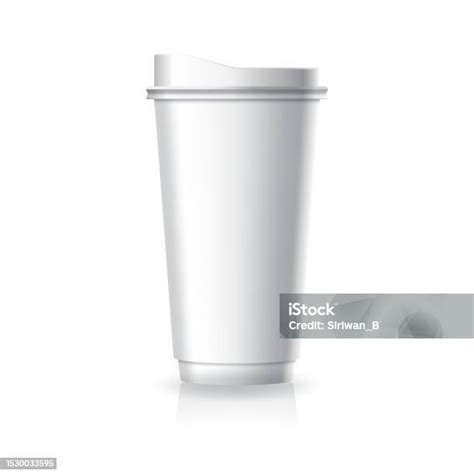 빈 흰 종이플라스틱 커피찻잔은 큰 크기의 모형 템플릿에 흰색 뚜껑이 있습니다 0명에 대한 스톡 벡터 아트 및 기타 이미지 0명 3차원 형태 검은색 Istock