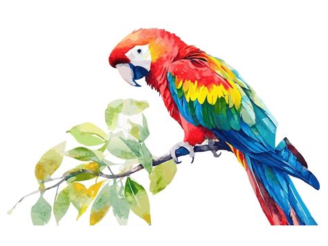 A Drawing Of A Parrot On A Tree Branch Premium AI Generated Vector