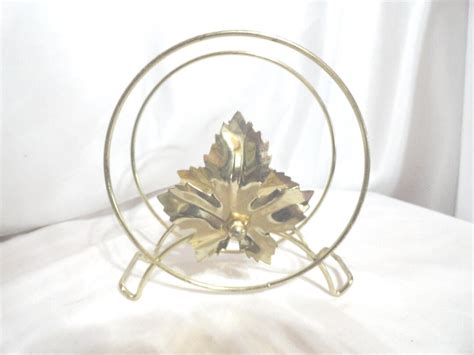 Vintage Leaf Napkin Holder Gold Metal Wire Kitchen Retro Bill Holder