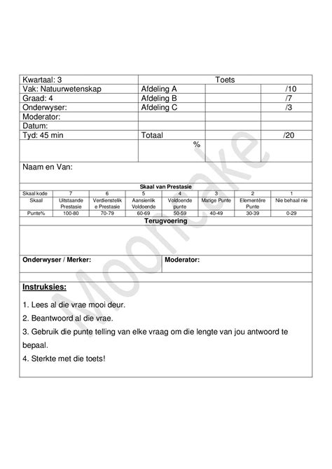 Natuurwetenskap Graad 4 Kwartaal 3 Toets • Teacha
