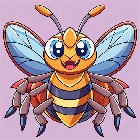 Cute Hand Drawn Animal Assassin Bug Cartoon Vector Illustration Vector