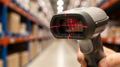 Barcode Scanner With Red Laser Targeting System In Warehouse