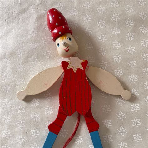 Vintage Jumping Jack Doll Wood Home Decor Toy Clown