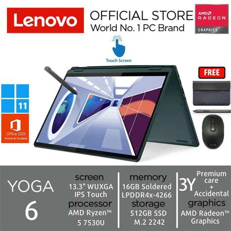 Promo Lenovo Yoga Pid Laptop In Ryzen U Gb Gb Ssd Wuxga Touch Win Home