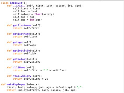 Solved Python Coding Using The Employee Class Created In
