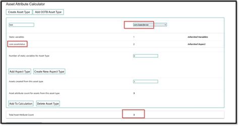 asset attribute calculation ootb asset type details