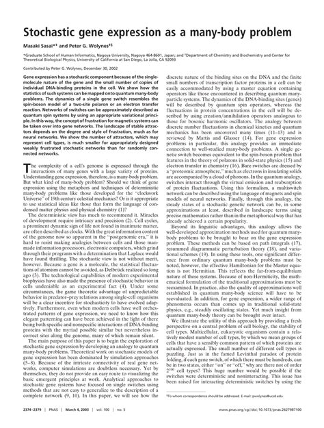 Pdf Stochastic Gene Expression As A Many Body Problem