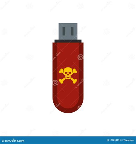Usb Flash Drive With A Virus Icon Flat Style Stock Illustration Illustration Of Isolated