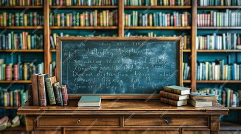 Premium Photo Classic Classroom Setting With A Blackboard And Books