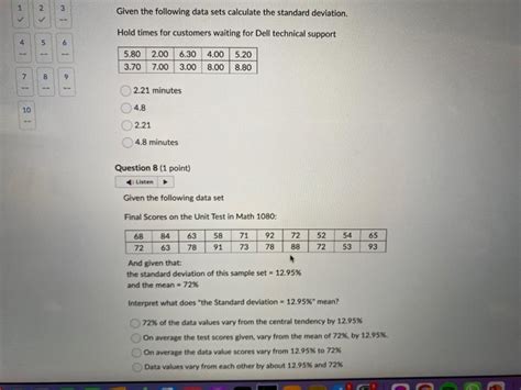 Solved Given the following data sets calculate the standard | Chegg.com