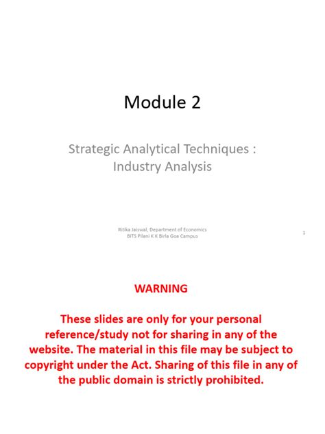 3 Industry Analysis Portors Five Force Mode Module 2 Class 3and 4 Pdf Economics Market