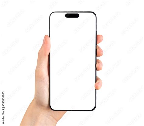 Mobile Phone Screen Mockup White Smartphone Display In Hand Smart