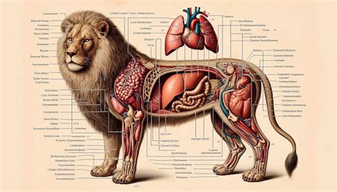 A Drawing Of A Lion With The Organs Labeled With The Human Heart