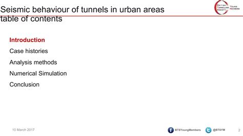 Seismic Behaviour Of Tunnels In Urban Areas Btsym 2017 Conference Ppt
