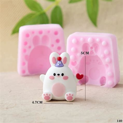 Khuôn Silicon Động Vật Gấu Thỏ Tim 2 Mảnh 5cm