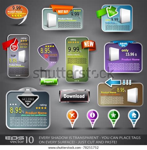 Set Various Design Elements Web Blog Stock Vector Royalty Free