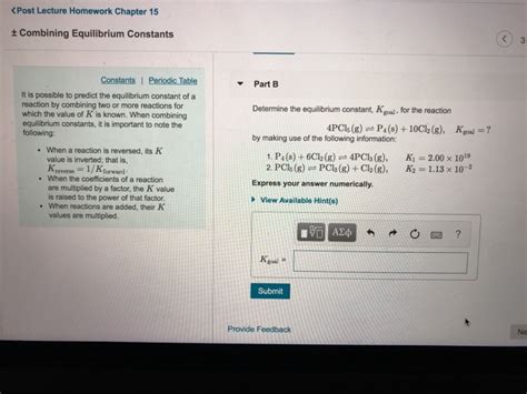 Solved ± Combining Equilibrium Constants 3 Of 24 Constants