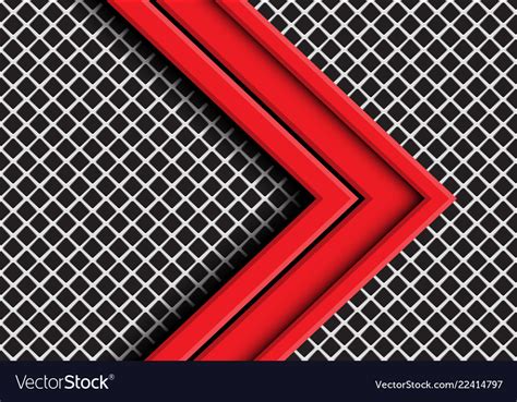 Red Arrow Direction Overlap On Grey Metal Mesh Vector Image