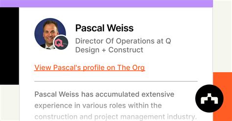 Pascal Weiss Director Of Operations At Q Design Construct The Org