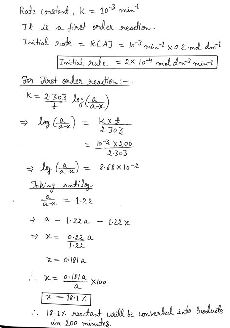 What Will Be The Initial Rate Of Reaction Its Rate Constant Is 10 3