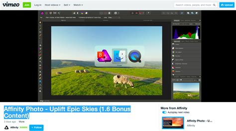 Keyboard Shortcut Shown On Video Affinity Photo Uplift Skies Pre