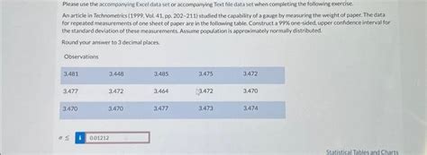 Solved Please Use The Accompanying Excel Data Set Or