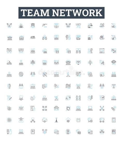 team network vector line icons set team network collaborate sharing