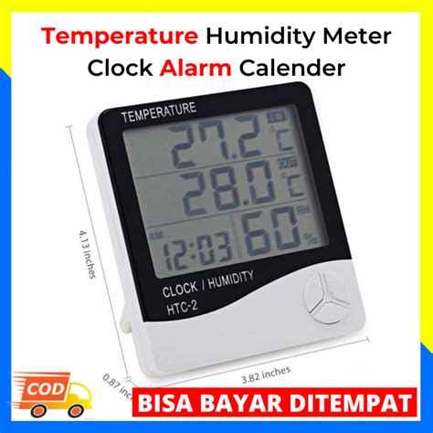 Digital Temperature Humidity Meter Clock Alarm Calender Alarm Dengan Temperatur Suhu Ruangan