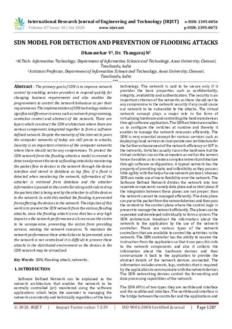 Pdf Irjet Sdn Model For Detection And Prevention Of Flooding Attacks