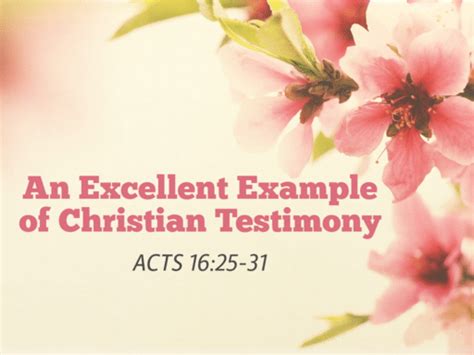 An Excellent Example Of Christian Testimony Logos Sermons
