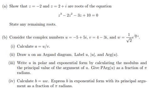 Solved A Show That Z And Z I Are Roots Of The Chegg Com