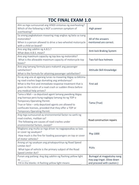 tdc final exam 1 download free pdf traffic light vehicles