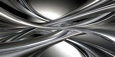 Abstract Metallic Curves Intertwining And Reflecting Light In A Futuristic Design Style Stock