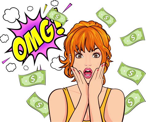Sexy Pop Art Lady With Bright Red Lips Reacting To An Omg Sale Moment