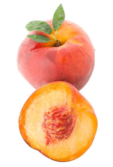 Peach With Leaves Stock Image Image Of Food Nature 15780163