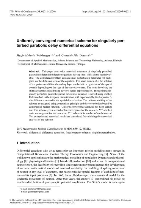 Pdf Uniformly Convergent Numerical Scheme For Singularly Per Turbed