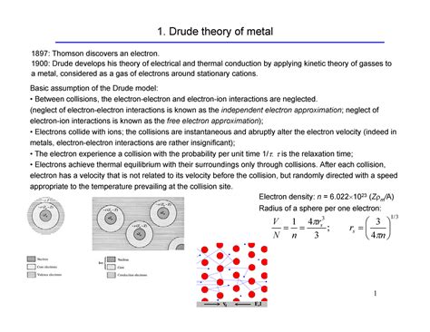 Part 6 Electronic Structure 1 Drude Theory Of Metal 1897 Thomson
