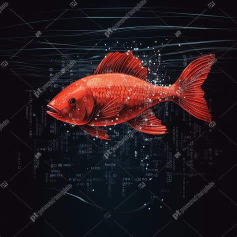 Coding In The Depths A Vibrant Red Fish Surrounded By Floating Code In Dark Waters Photo Free