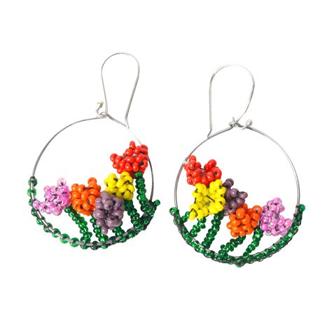 Floral Garden Earrings 925 Silver Hooks Handmade By Friendship Bridge®