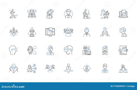 Administrative Role Line Icons Collection Organizing Scheduling Coordinating Planning