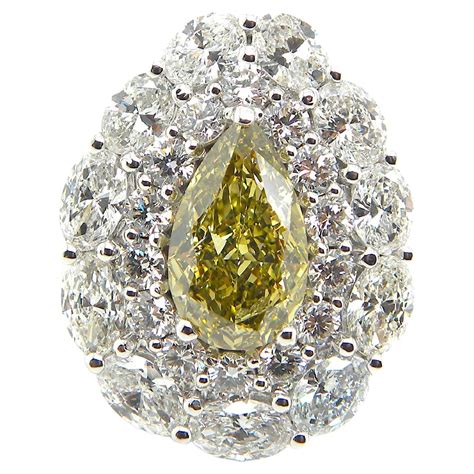Gia Certified 203 Carat Natural Light Yellow Diamond Gold Ring For